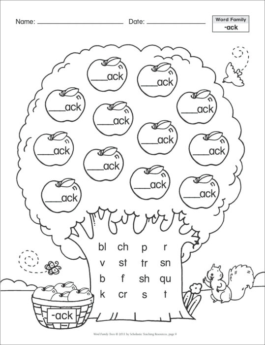 Short Vowel (-ack): Word Family Tree by