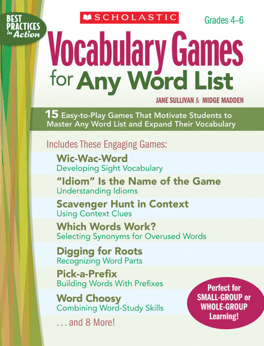 Vocabulary Games for Any Word List by Jane SullivanMidge Madden ...