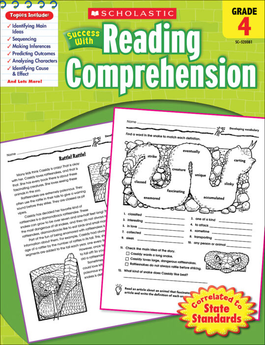 Scholastic Success With Reading Comprehension Grade 4 Workbook By