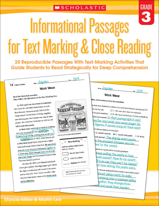 Informational Passages for Text Marking & Close Reading: Grade 3 by ...