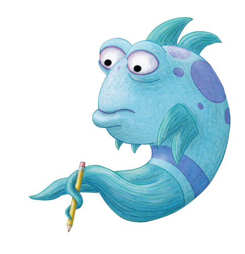 pouting fish cartoon