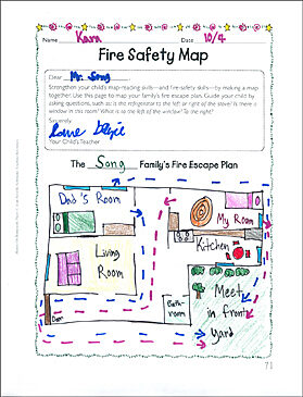 Fire Safety Map (Map-Reading Skills): Social Studies Homework Page by