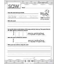 Interactive Practice Page (Sight Word: Saw): Write-and-Learn Practice ...