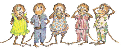 monkey jumping on the bed