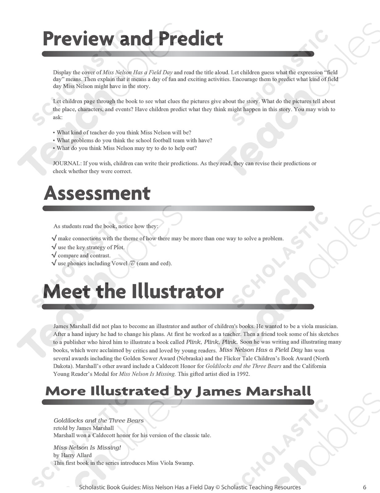 Miss Nelson Has A Field Day Activities