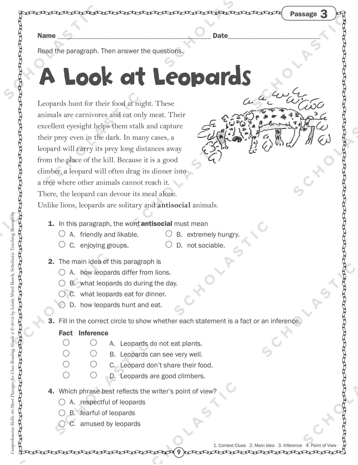 English Comprehension Worksheets For Grade 4