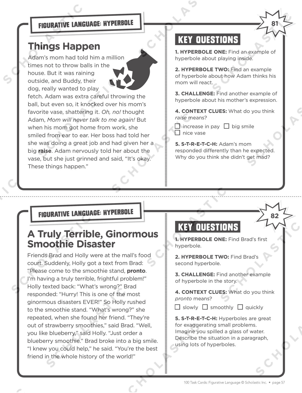 Figurative Language In Famous Fiction Task Cards - Printable Cards